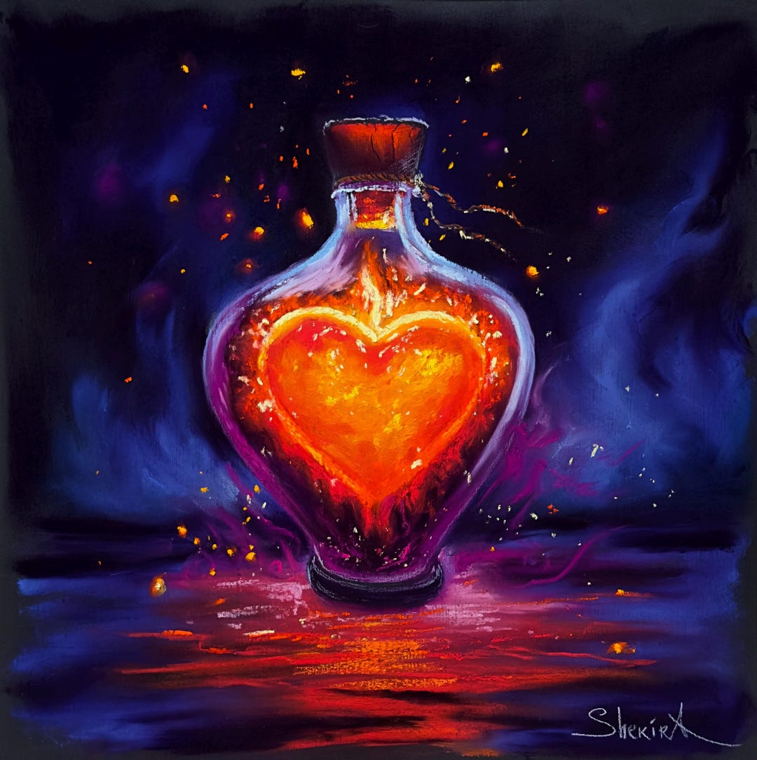 Love Potion – Original Soft Pastel Painting, Magic Elixir, Fantasy Art ...