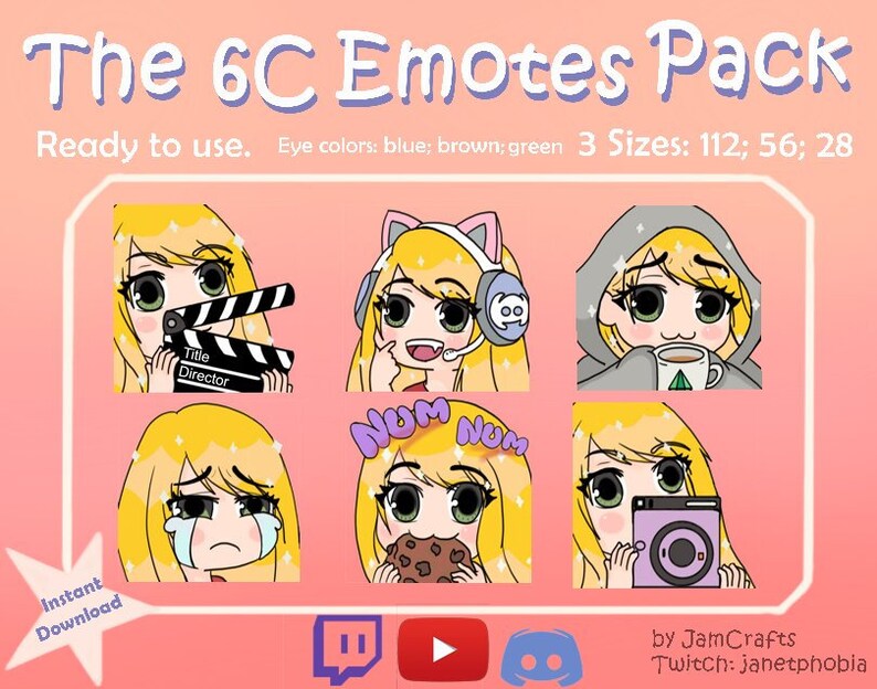 Kawaii Chibi Emotes Twitch Youtube Discord Camera Clip, Chat Cozy ...