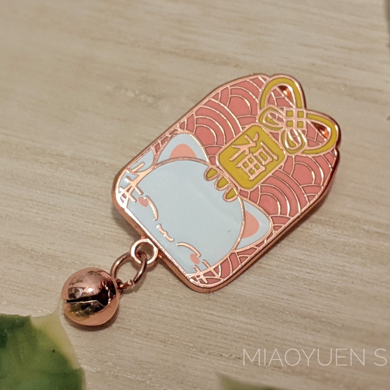 Gold Enamel Pin Neko Cat - Etsy