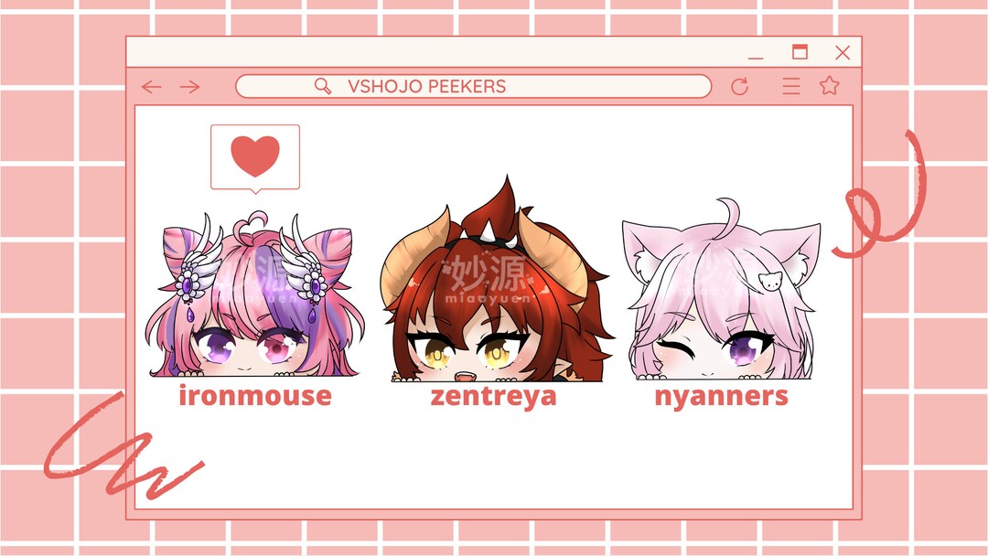 VSHOJO | Set 1: Ironmouse, Zentreya, & Nyanners | Vtubers Peeker Decal ...