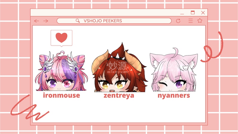 VSHOJO | Set 1: Ironmouse, Zentreya, & Nyanners | Vtubers Peeker Decal ...