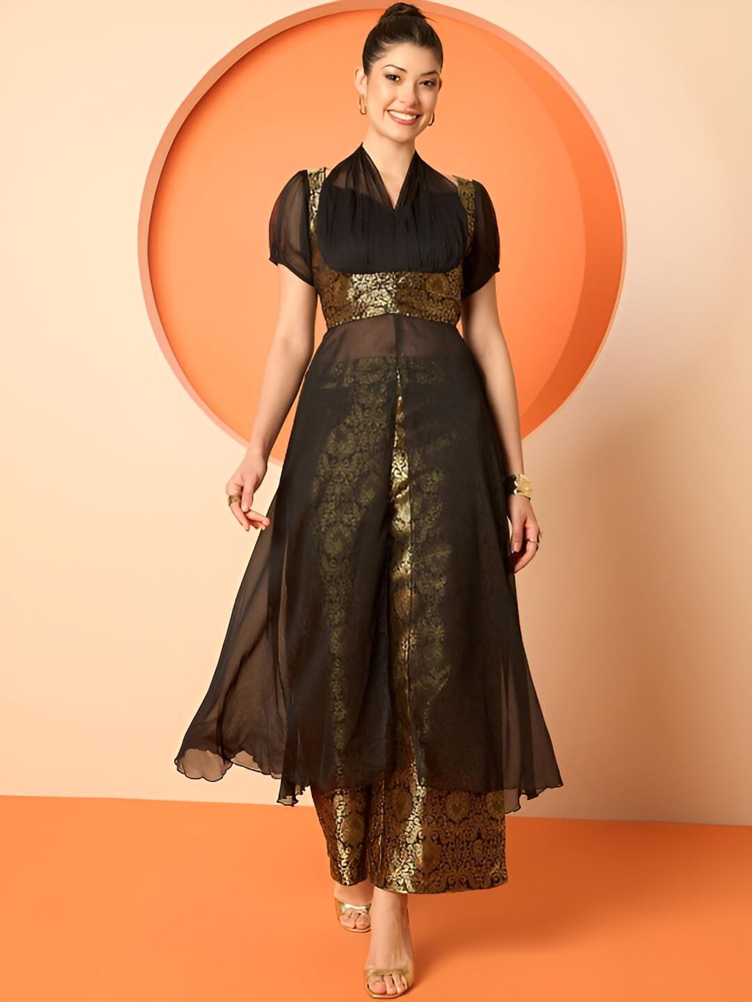 Brocade Tunic With Palazzo Set for Women, Coord Set, Festive Outfit ...
