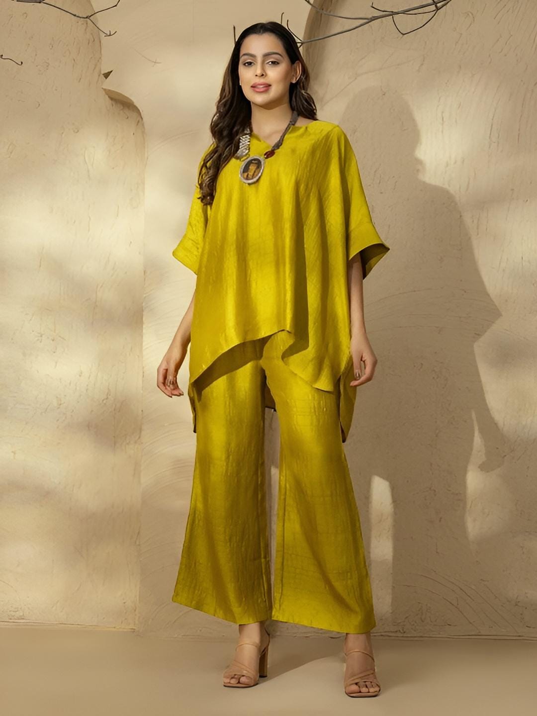 Kaftan Top With Palazzo Coord Set for Women, Tunic With Trousers ...
