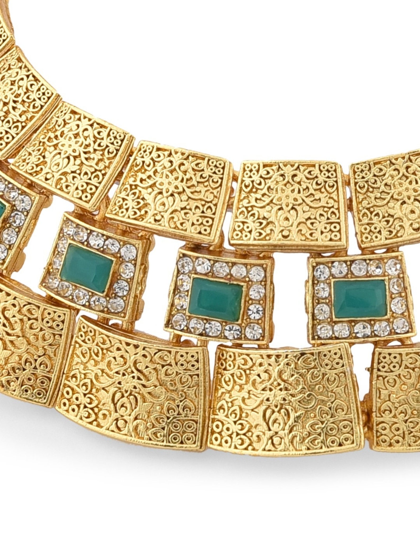 Gold-toned AD Studded Necklace Set Indian Jewelry Motif - Etsy