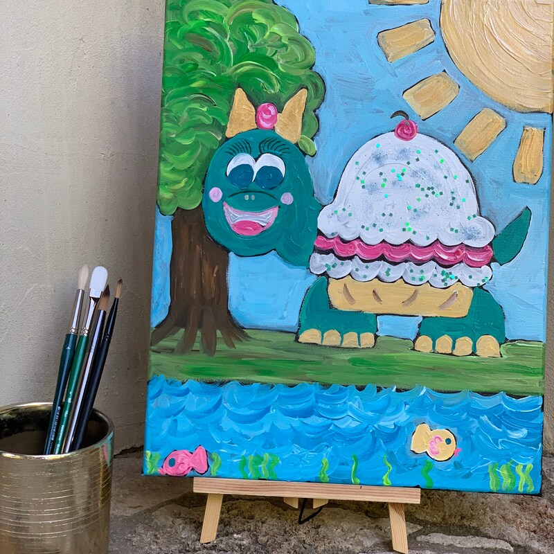 Turtle Whimsical Painting - Etsy