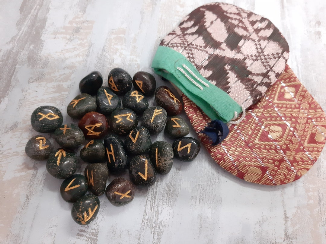 Blood Stones Rune Set Tumbled Engraved Lettering Reiki Crystal - Etsy