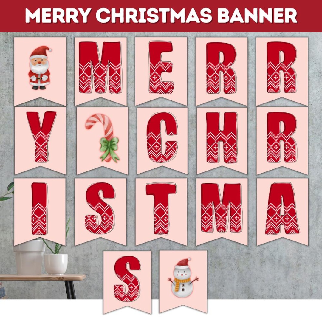 Merry Christmas Banner Christmas Party Decor Celebration Banner Holiday ...