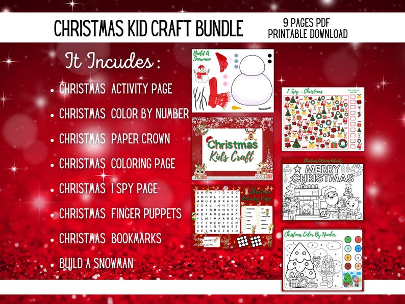 Kids Christmas Craft Bundle Activity Pages Fun Holiday Crafts - Etsy