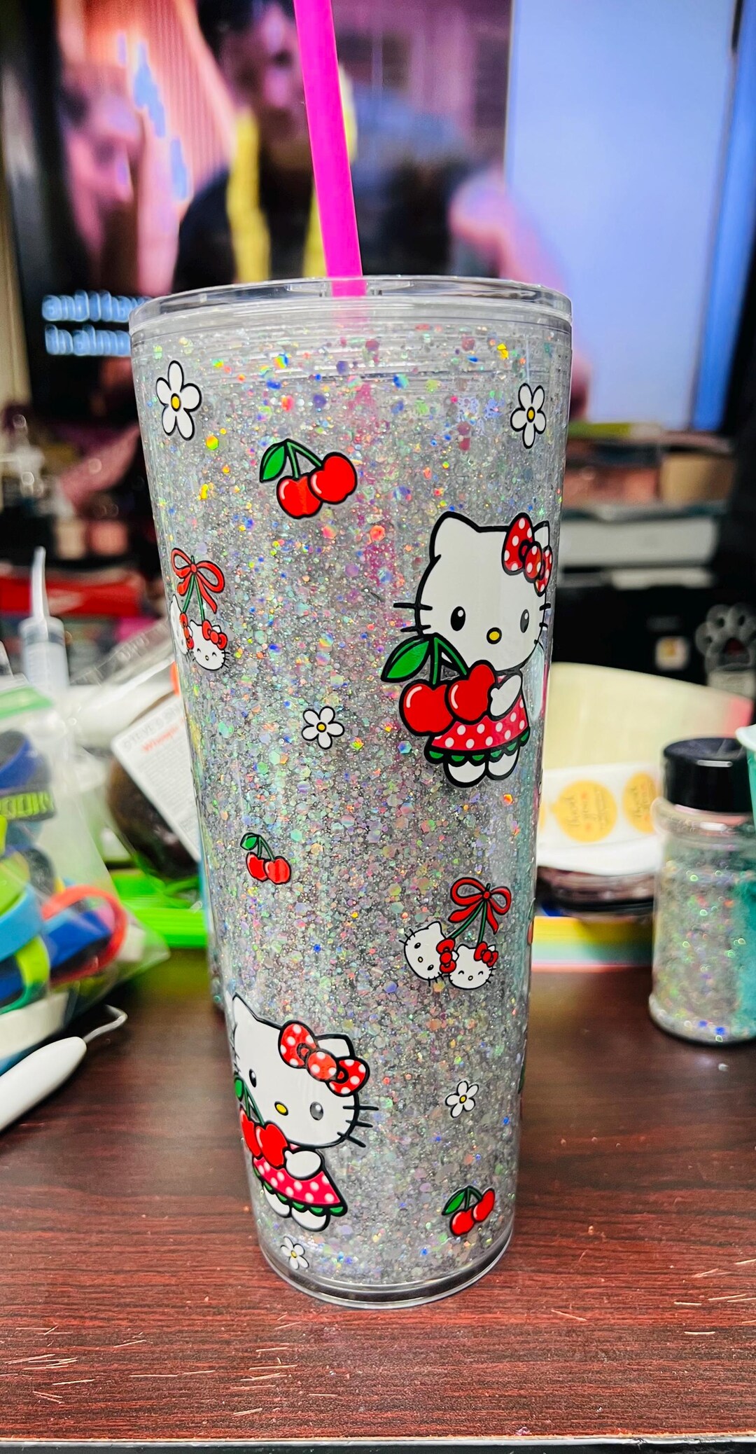 Hello Kitty Snow Globe 24 Oz Tumbler - Etsy