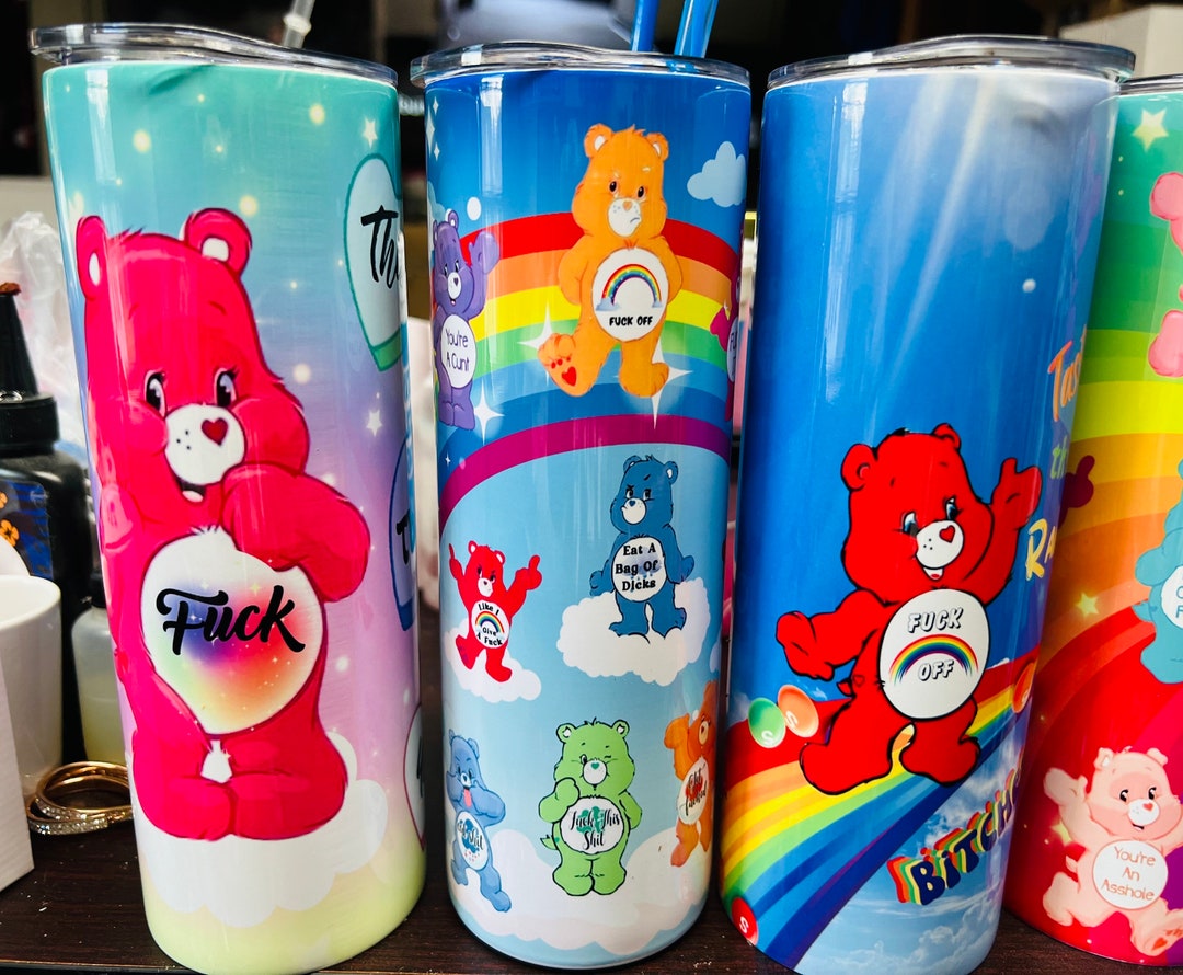 Swear Bear Care Bear 20 Oz Tumbler! Tumbler Has 15 Swear Bears on It ...