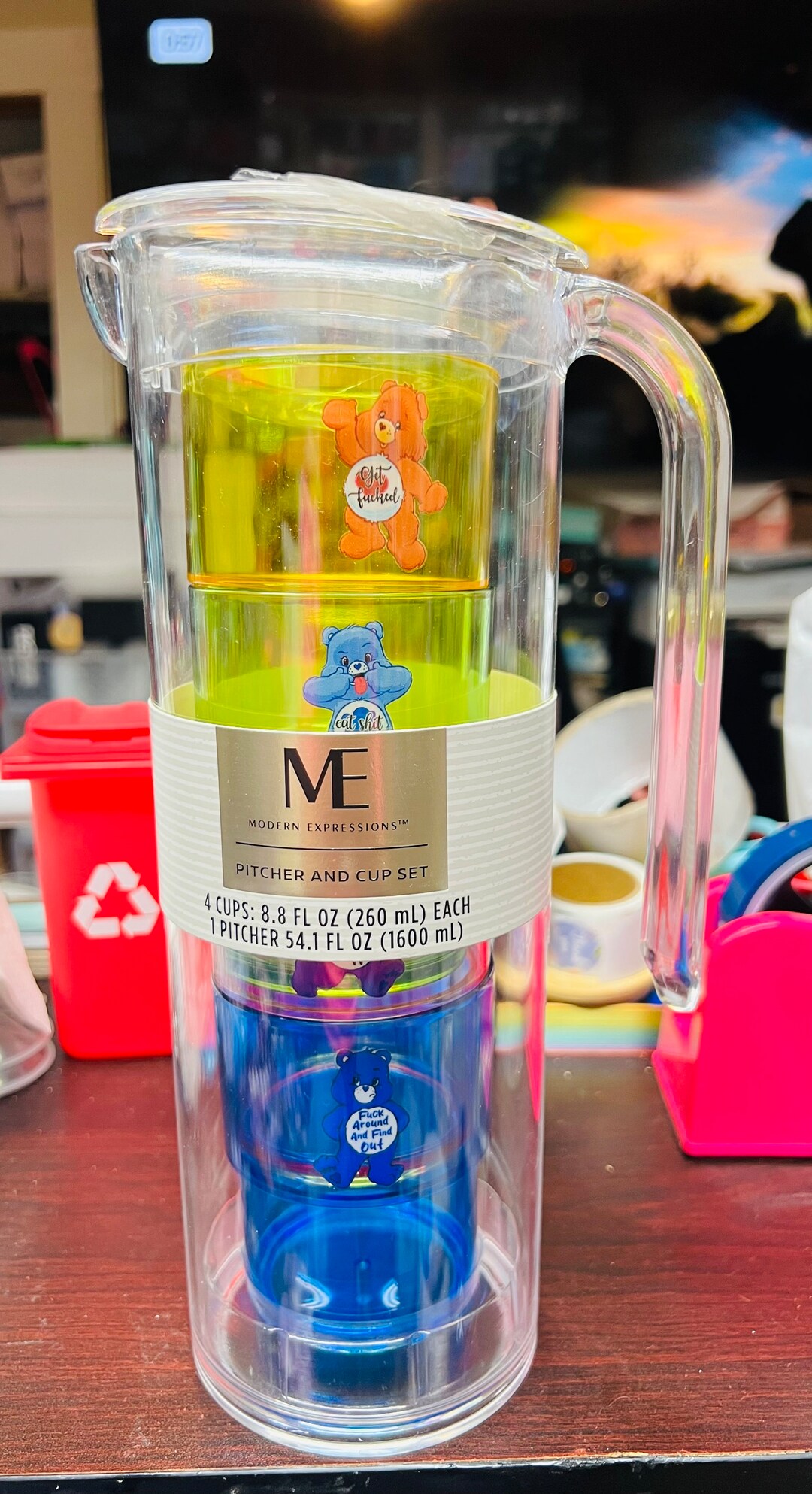 Swear Bears Pitcher and Cup Set! Set of 4 Cups With Pitcher! - Etsy