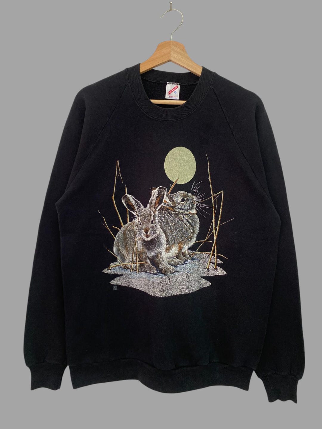Vintage 90s Rabbit Animal Printed Sweatshirt Xlarge Cute Bunny Rabbit ...