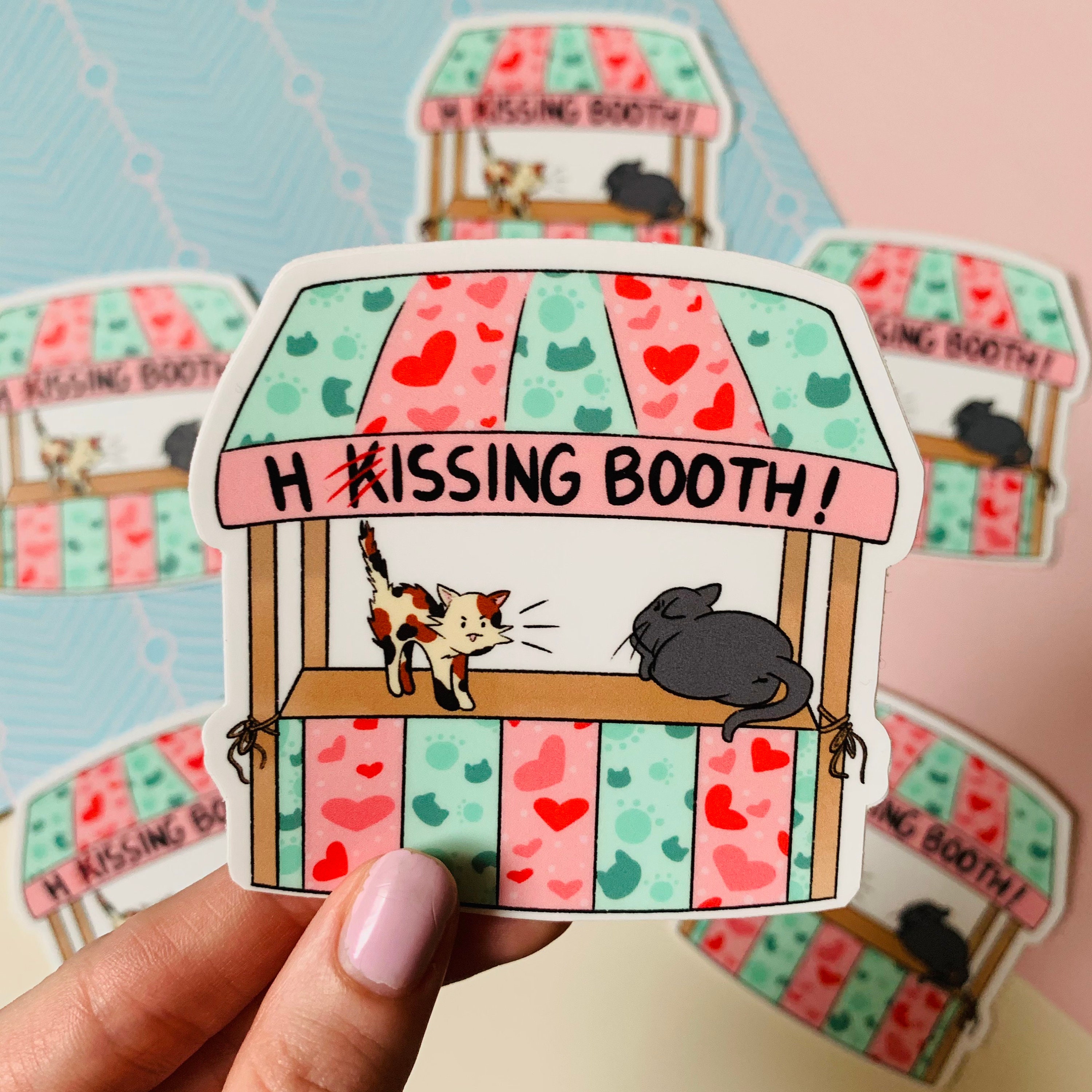 Hissing Booth Cat Sticker/ Vinyl Sticker/ Cute Cat Stationary/ - Etsy UK