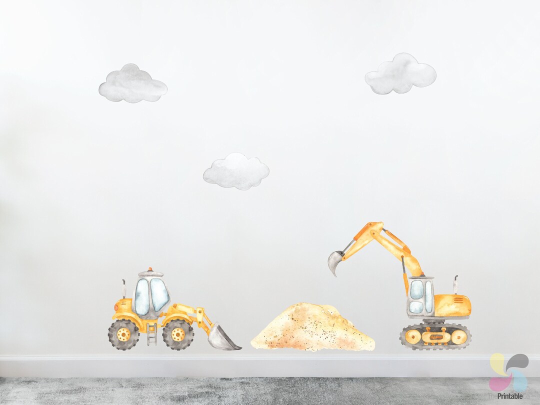 Construction Trucks Wall Decals: Digger, Excavator, Boys Room Decor - Etsy