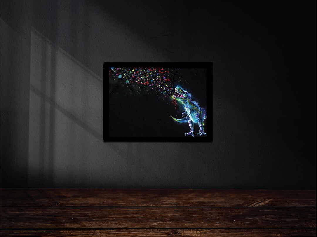 Bright Colour Splatter Dinosaur Wall Decor, Dinosaur Wall Prints, Boys ...