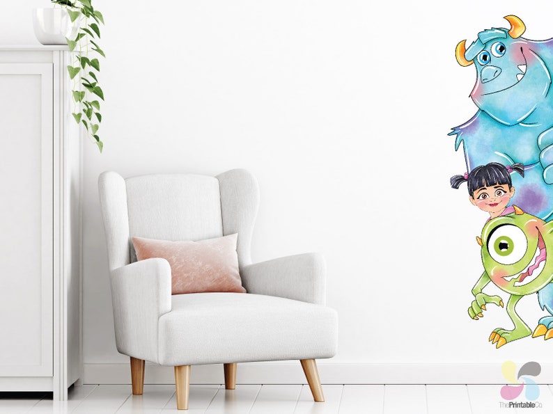Monsters Inc Peel and Stick Wall Decals, Disney Monster Peek a Boo - Etsy