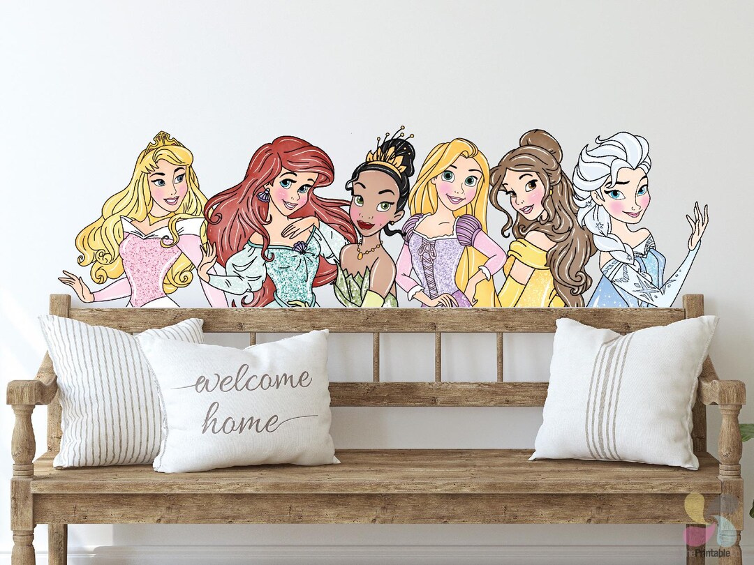 Above Door Peeking Princess Wall Stickers, Princess Wall Decals ...