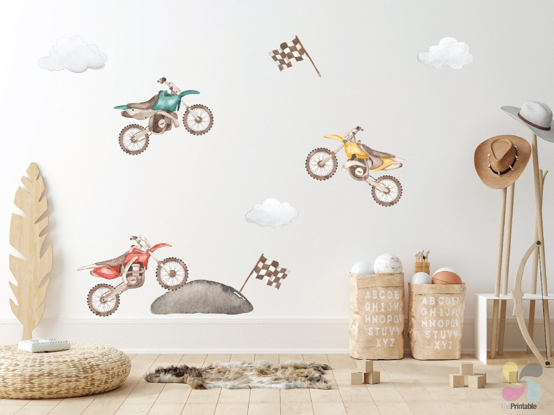 Boys Motorbike Wall Stickers Kids Bedroom Motorbike Decals - Etsy Australia