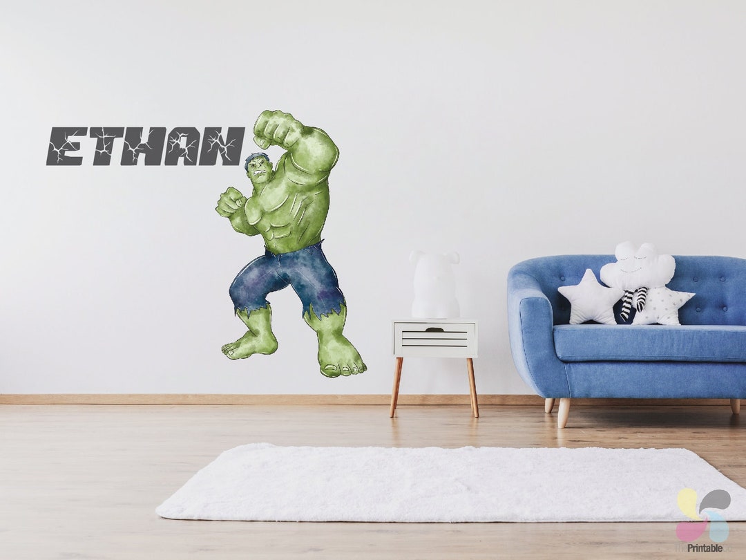 Avenger Name Wall Sticker, Kids Bedroom Wall Decals, Superhero Hulk ...