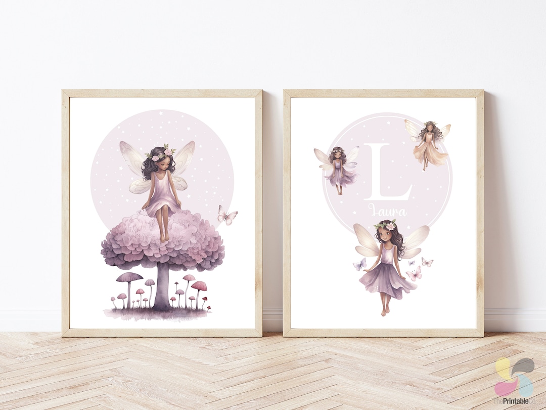 Fairy Wall Prints, Fairy Girl Wall Art Prints, Purple Fairy Art - Etsy