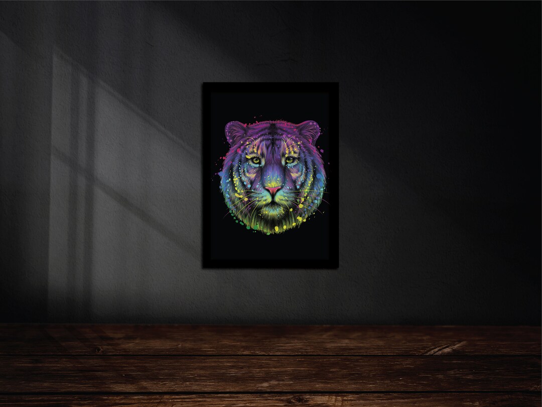 Fluorescent Tiger Wall Decor, Jungle Safari Animal Print, Zoo Tiger ...