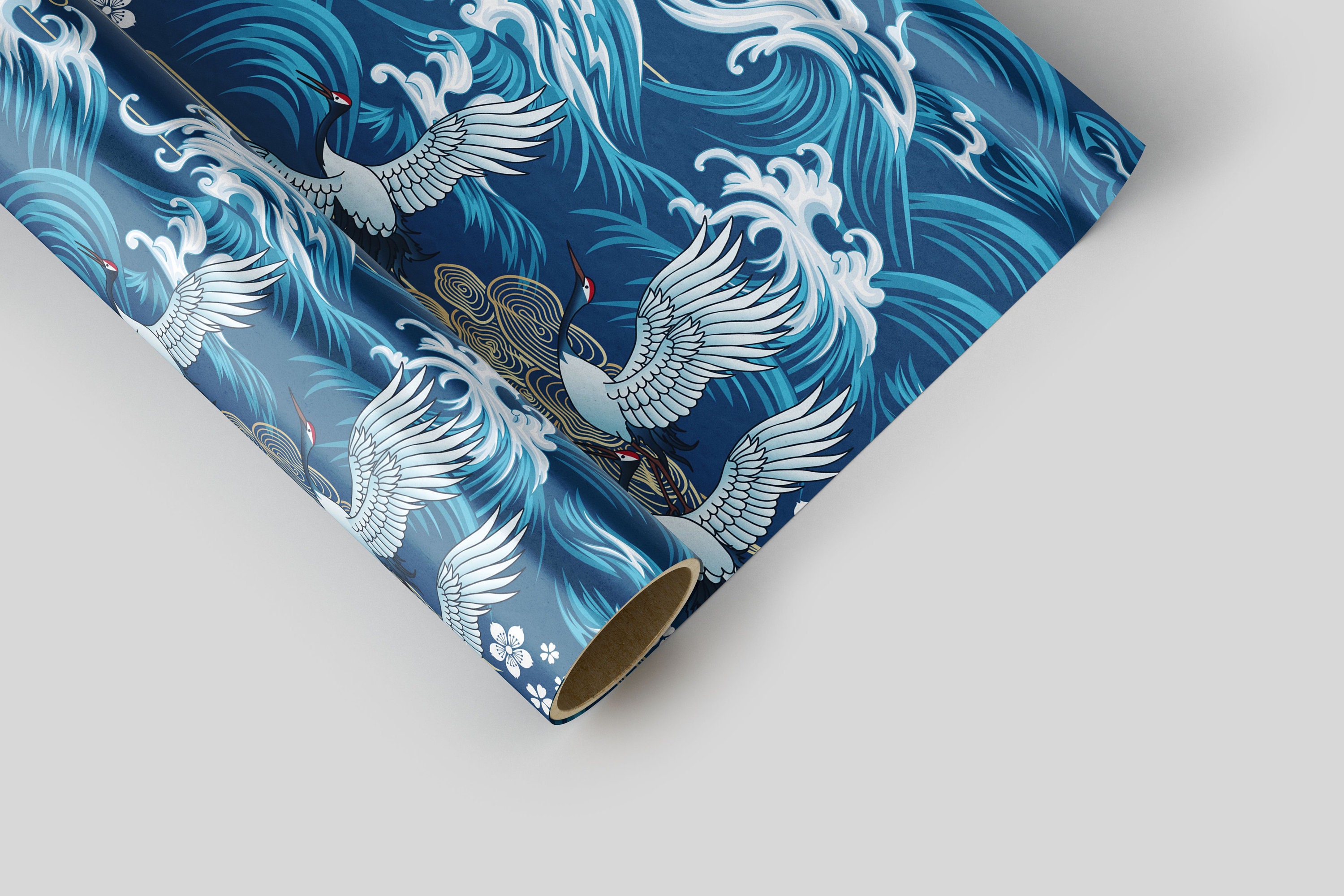 Dark Blue Japanese Beach Wave Wallpaper Ocean Waves - Etsy