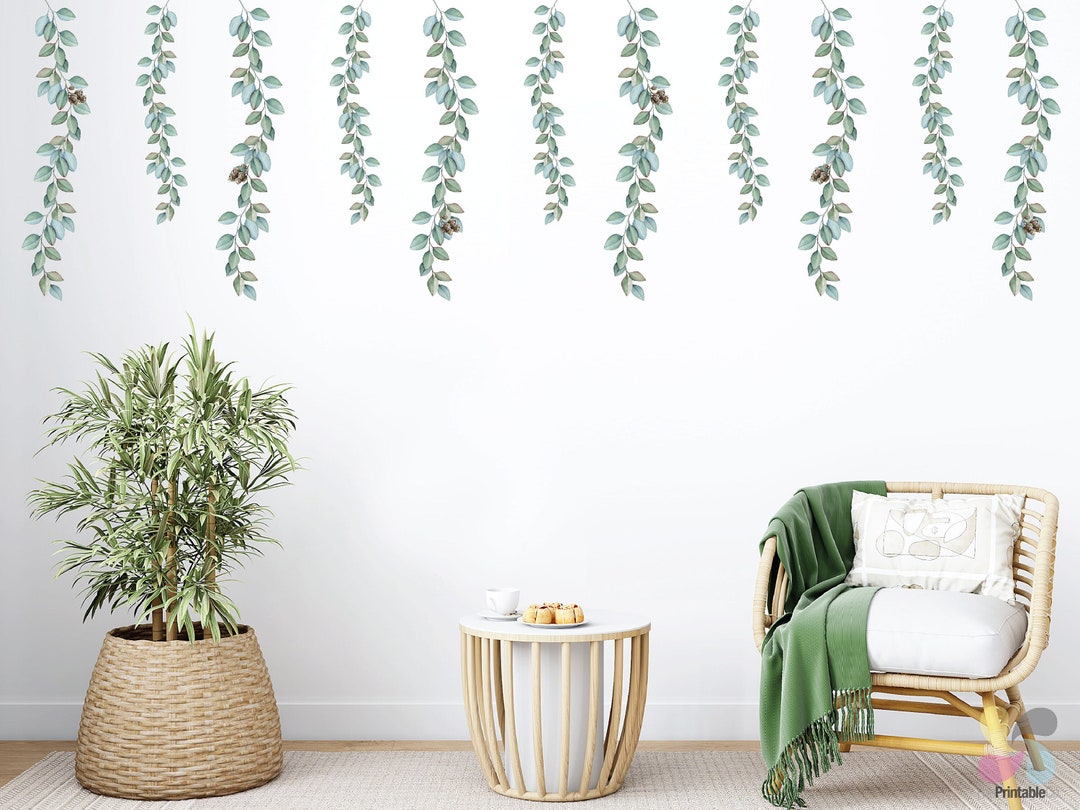 Hanging Green Vine Wall Stickers, Hanging Greenery Vine, Hanging ...