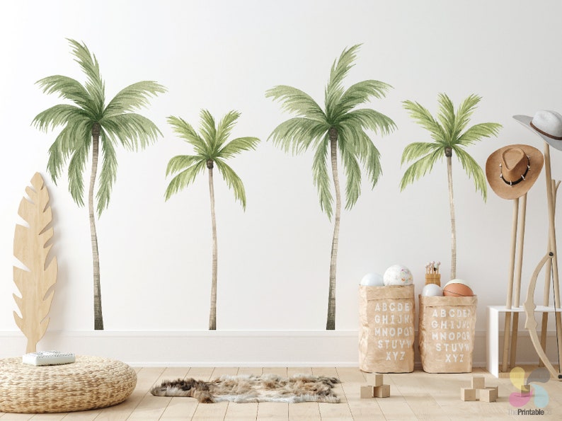 Palm Tree Wall Stickers Large Fabric Palm Trees Tropical - Etsy