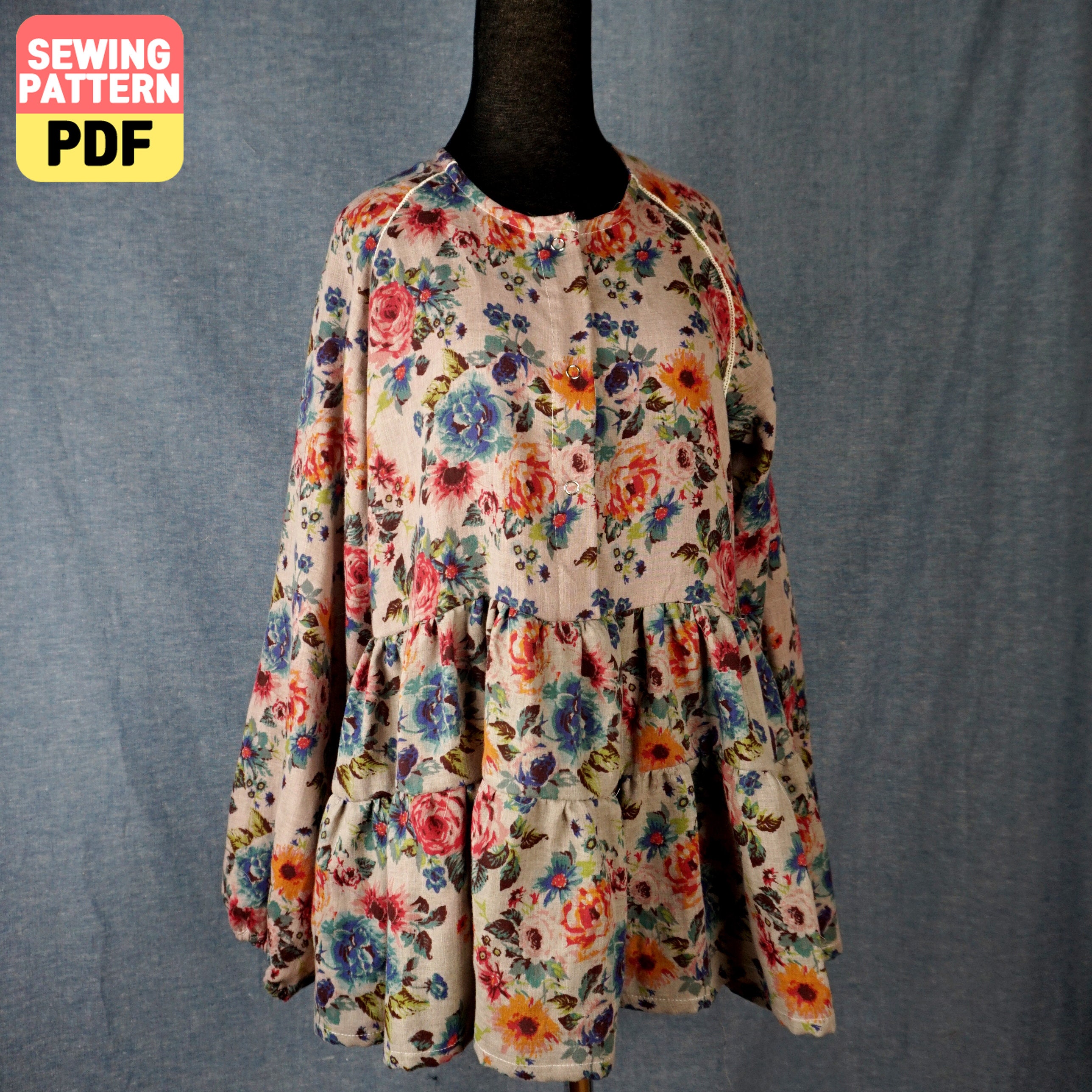 The Tiered Blouse Sewing Pattern for Women/female Digital PDF - Etsy