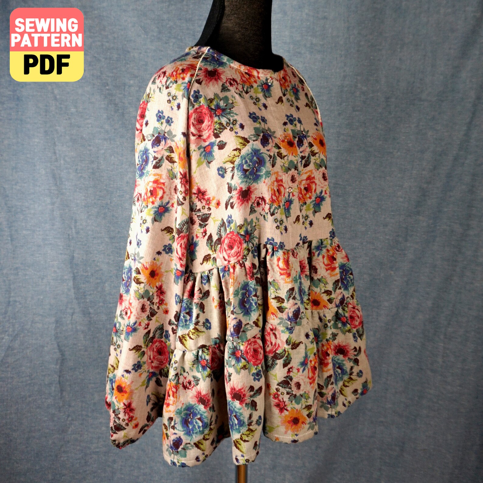 The Tiered Blouse Sewing Pattern for Women/female Digital PDF - Etsy