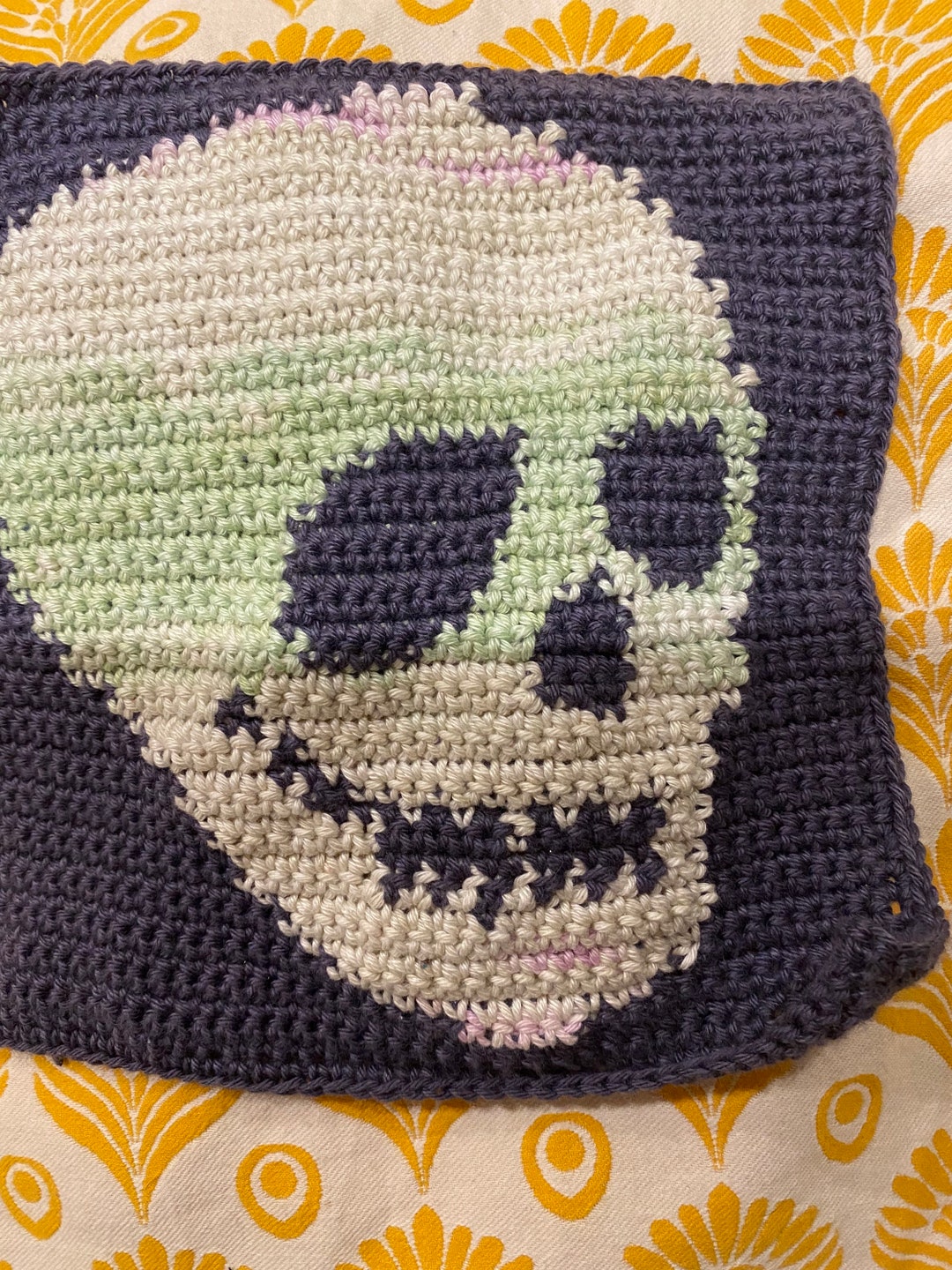 SMILEY Grinning Zombie Skull: Mosaic Pixel Crochet Pattern for Sweaters ...