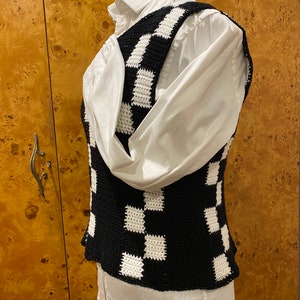 Wednesday Addams Black&white Checkerboard Vest:how to Crochet It! Pdf ...