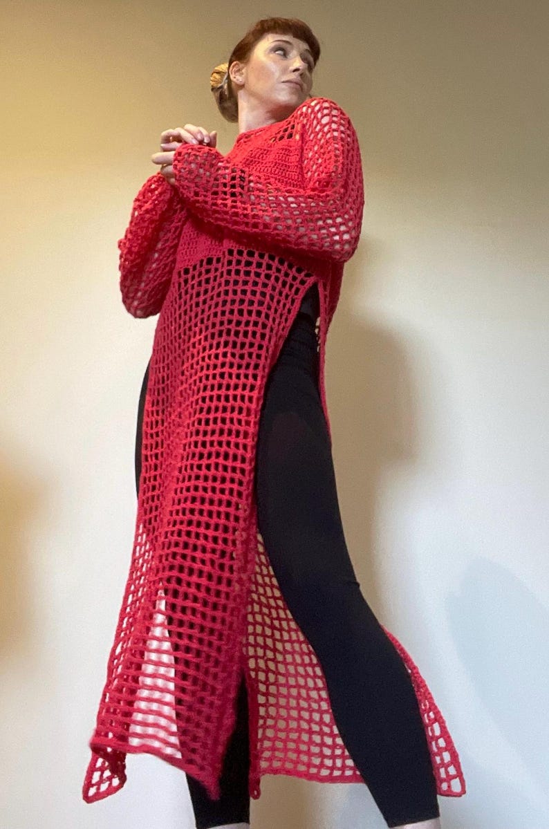 MESH IT MAXI Tunic Dress Crochet Pattern, Beach Coverup, Autumn/winter ...