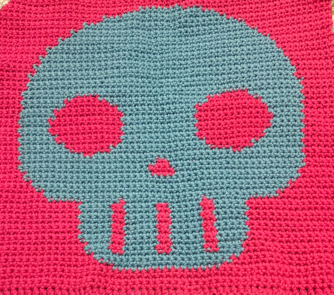 MAXI BABY Skulls! Graphgan Pixel Tapestry Easy Crochet Pattern Square ...