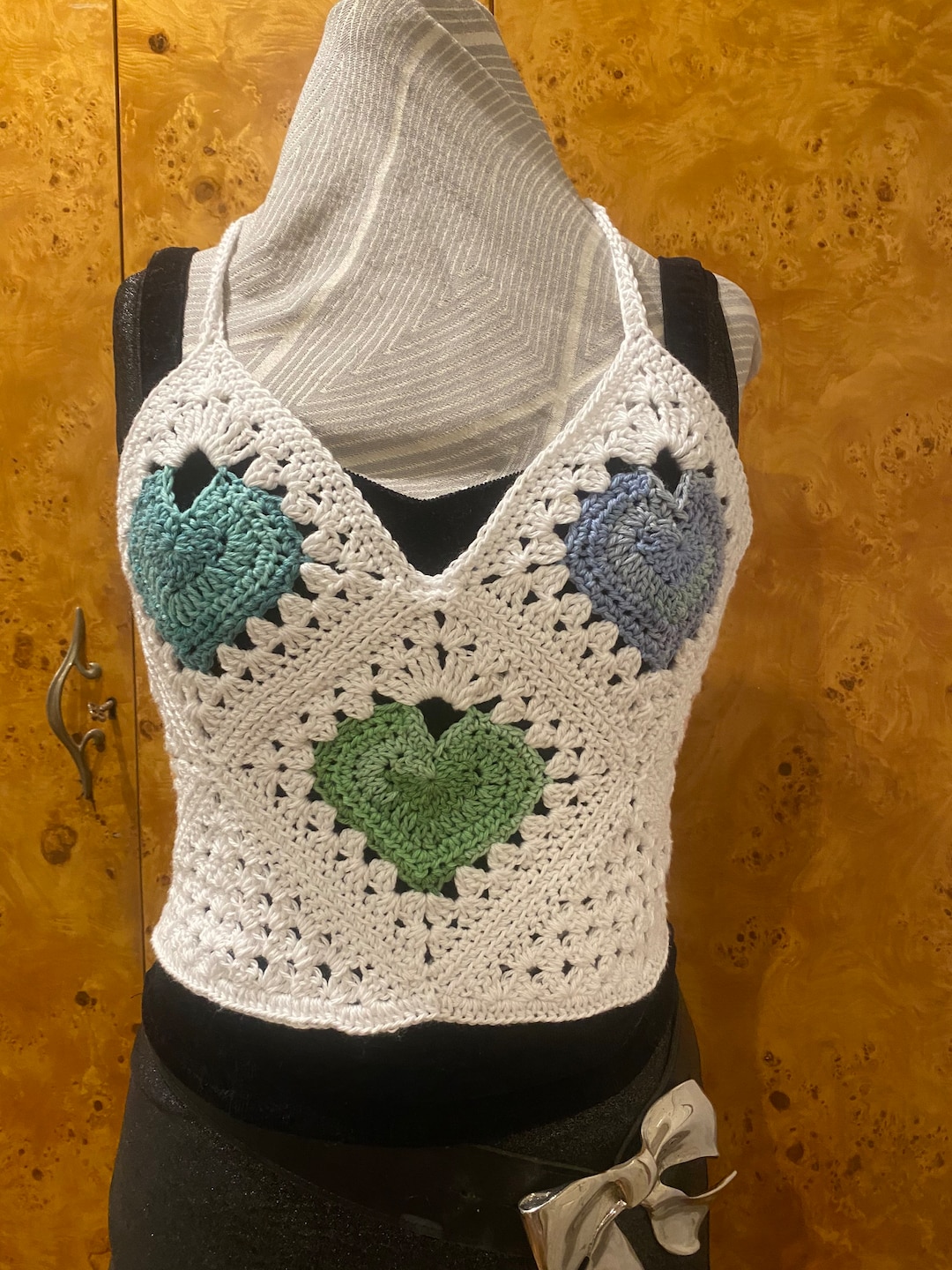 How to Crochet Barbie Singlet Pattern: Cute Granny Square HEARTS! EASY ...