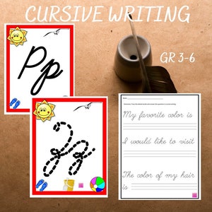 Cursive Letters Wall Classroom Decor & Worksheets Beach - Etsy
