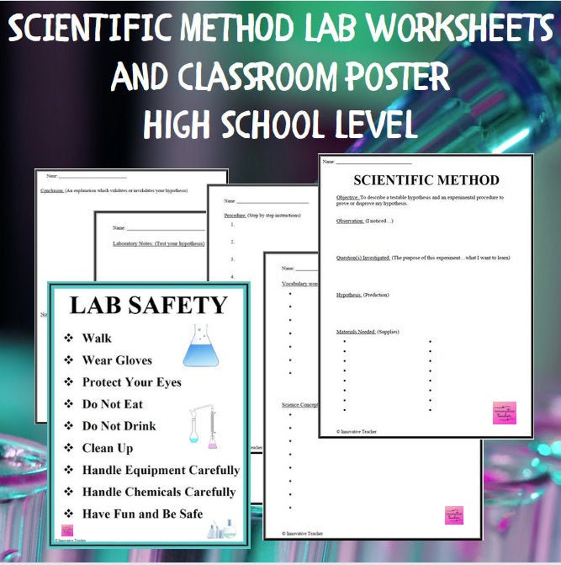 Scientific Method Lab Worksheet & Classroom Poster High - Etsy
