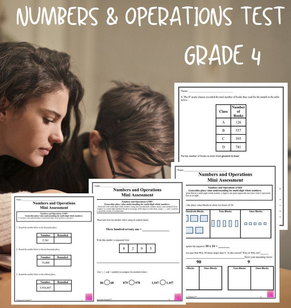 Numbers and Operations Math Assessments Grade 4 (NBT.1-3) - Etsy