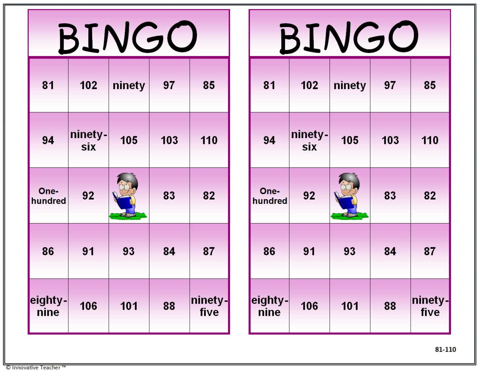 Numbers Bingo Game 0-110 - Etsy