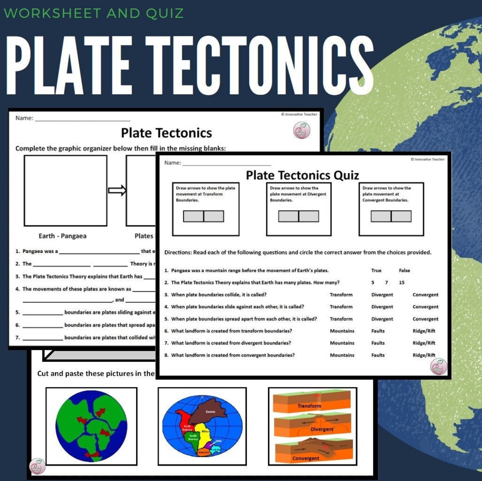 Plate Tectonics Science Worksheet and Quiz - Etsy