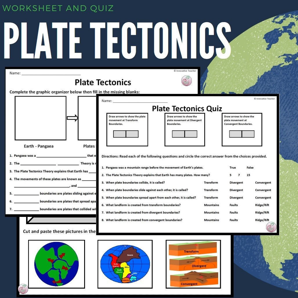 Plate Tectonics Science Worksheet and Quiz - Etsy