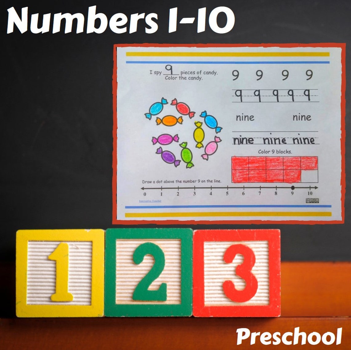 Numbers 1-10 Math Book Prek-1 - Etsy