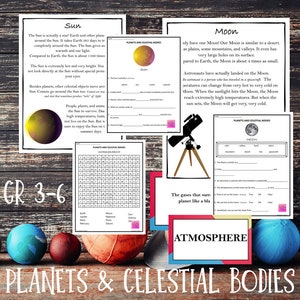 Planets and Celestial Bodies NO PREP Science Worksheets - Etsy