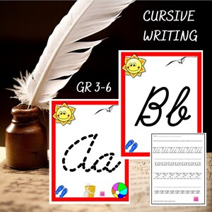 Cursive Letters Wall Classroom Decor & Worksheets | Beach Themed - Etsy