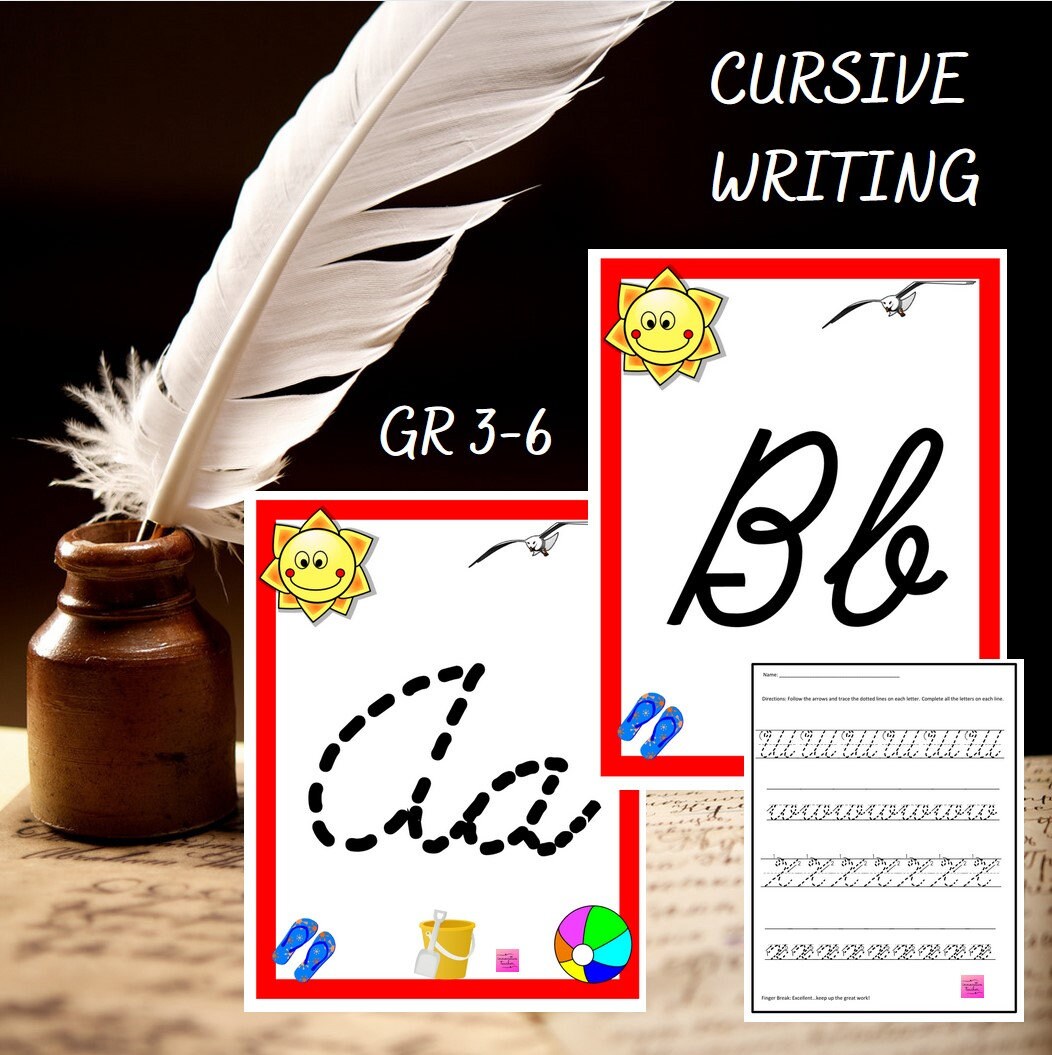 Cursive Letters Wall Classroom Decor & Worksheets | Beach Themed - Etsy