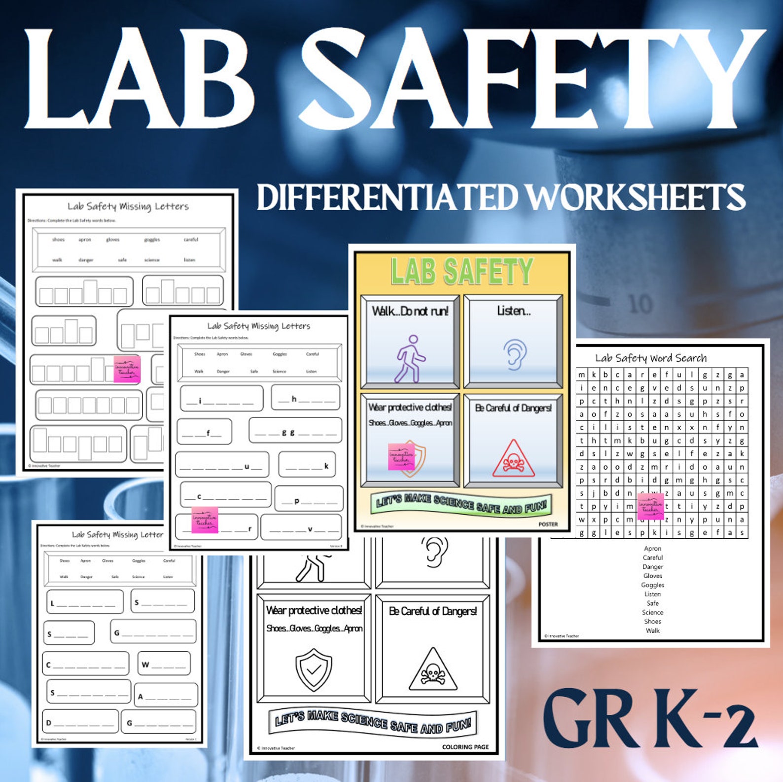 Science Lab Safety Printable Worksheets & Class Poster - Lower ...