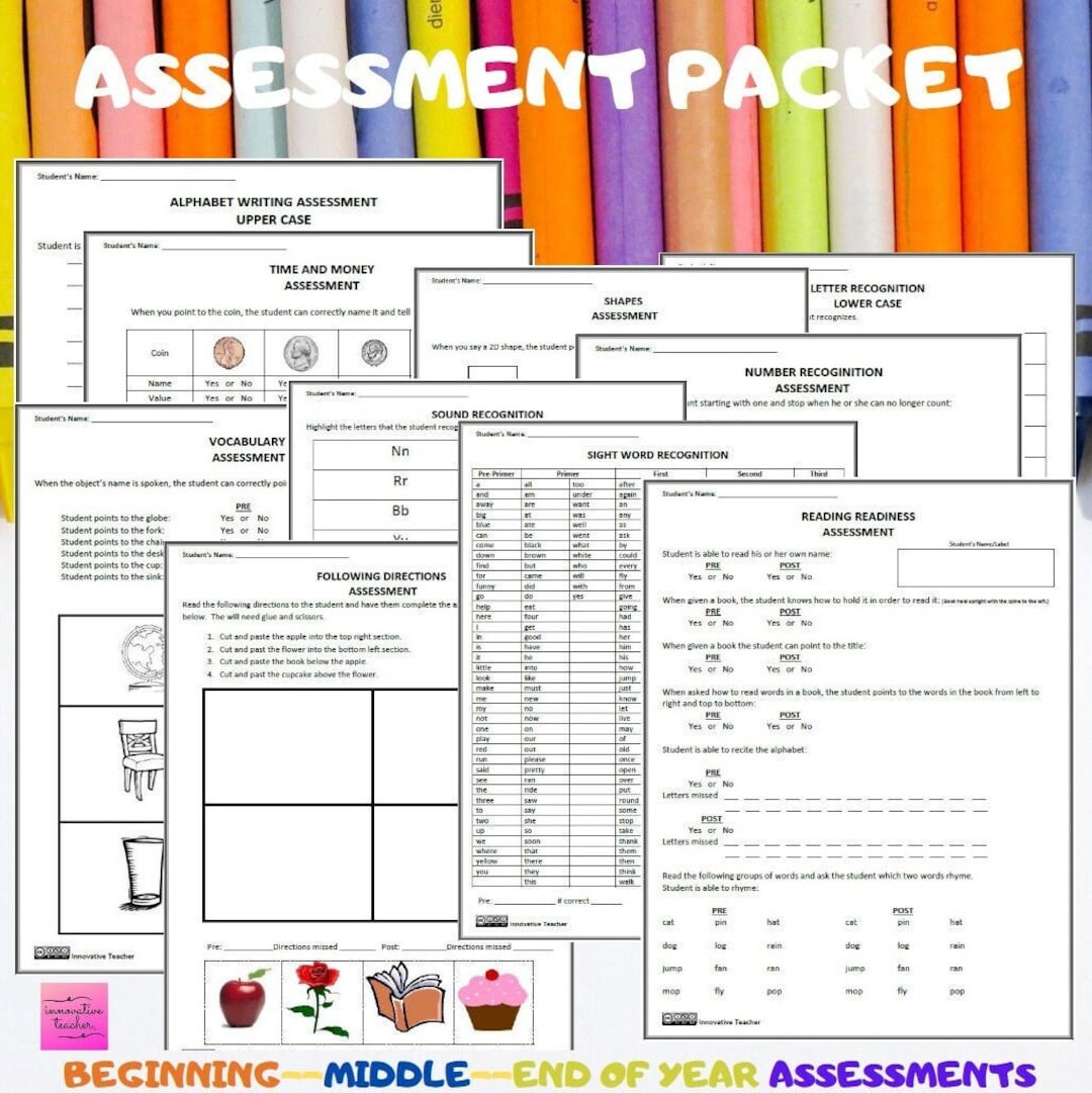 Kindergarten Readiness Assessment Packet-easy TO USE - Etsy