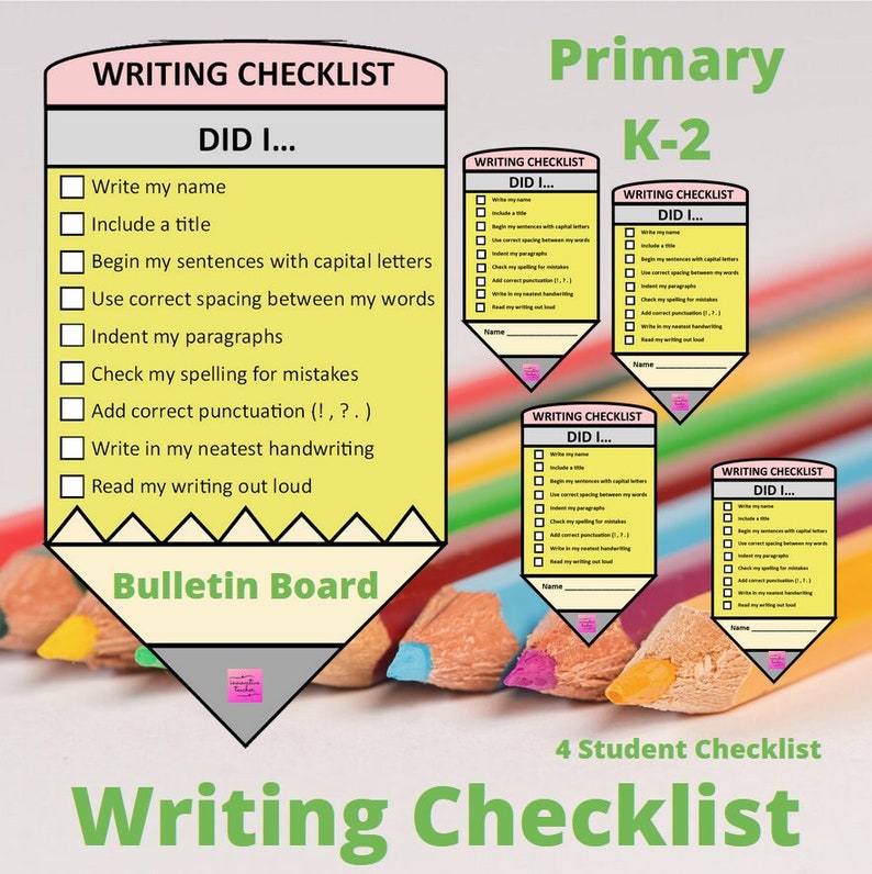 Writing Checklist Primary Classroom Decor & Management - Etsy