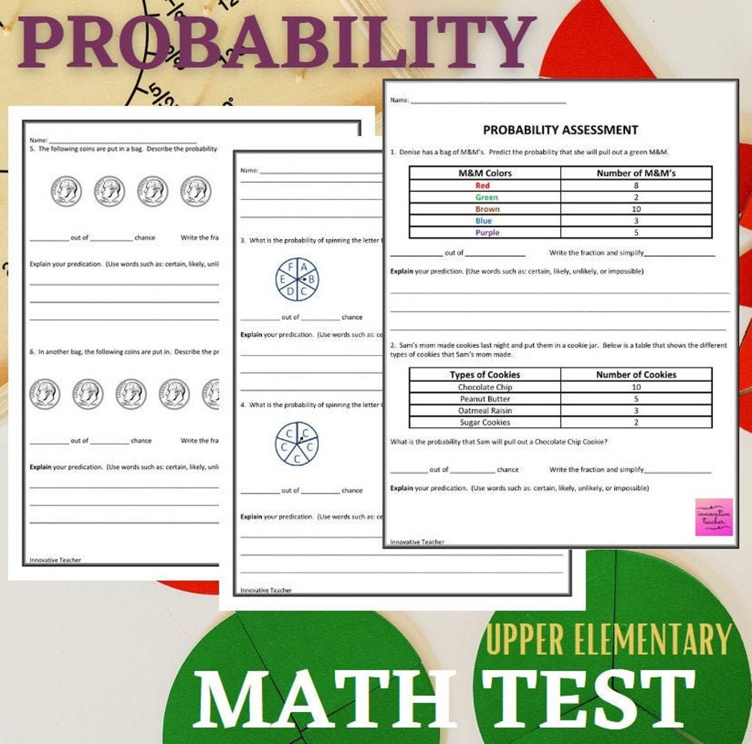 Probability Math Assessment - Etsy