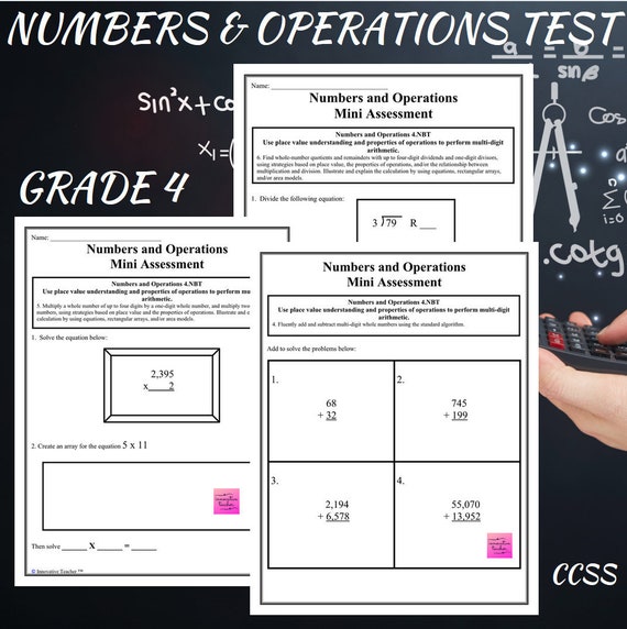 Numbers and Operations Assessments Grade 4 NBT.4-6 - Etsy